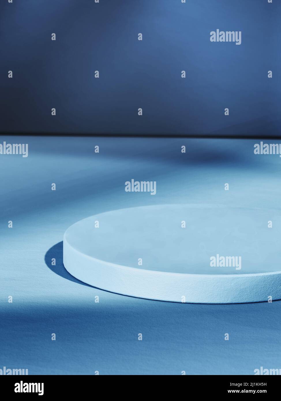 Flat round elevated base, blue toned image. 3d computer graphic ...