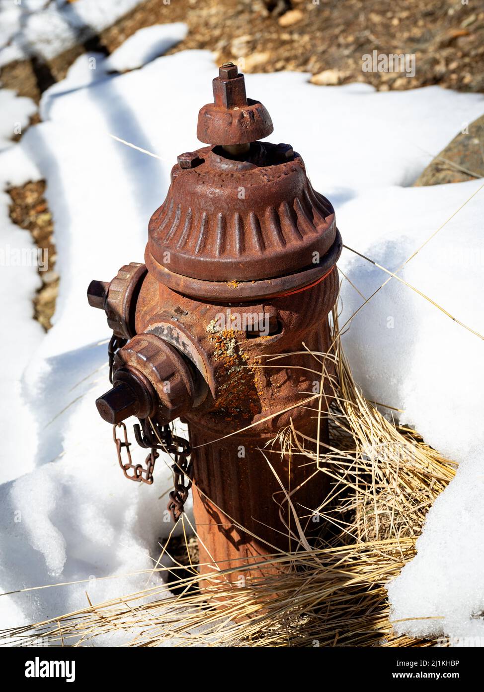 Closeup of an old fire hydrant in winter Stock Photo - Alamy