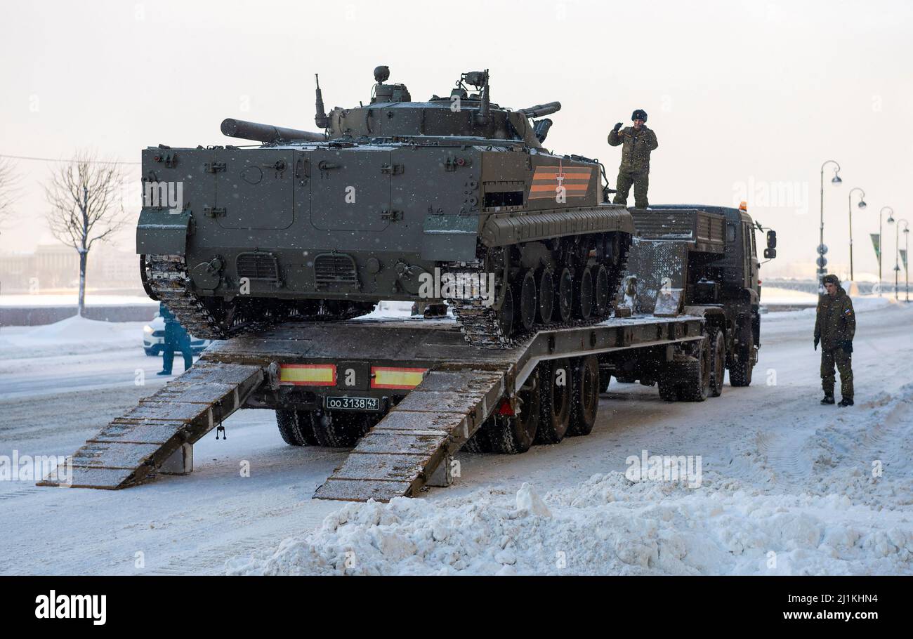 SAINT PETERSBURG, RUSSIA - JANUARY 24, 2019: BMP-3 (infantry fighting ...