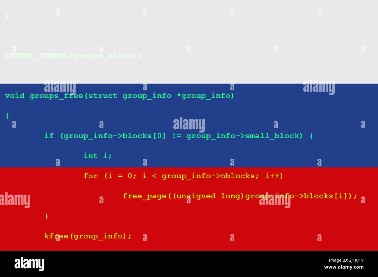 Hacker Russia. Digital Russian flag and a binary background ...