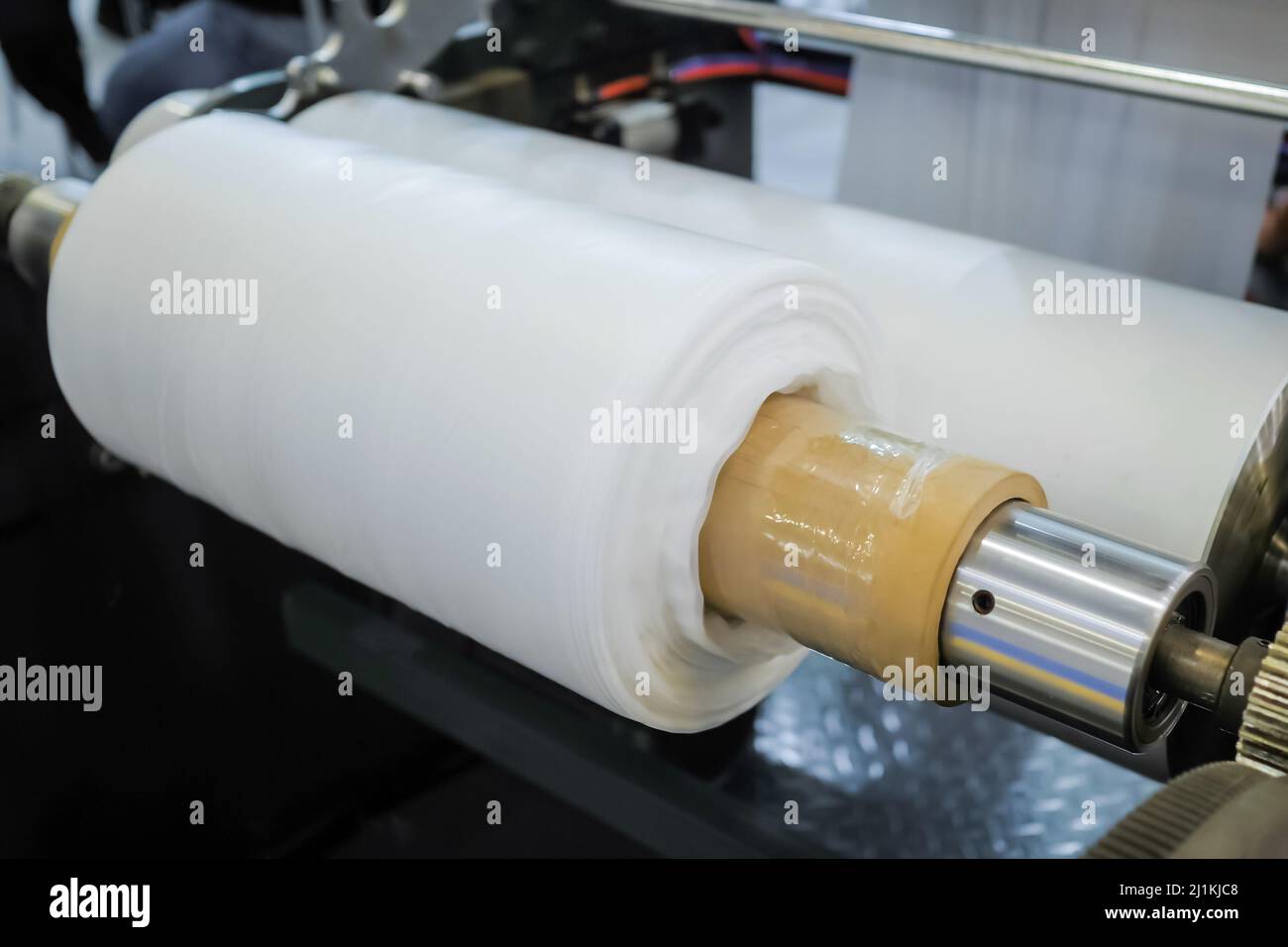 Automatic plastic bag making machine - moving roller at recycling ...