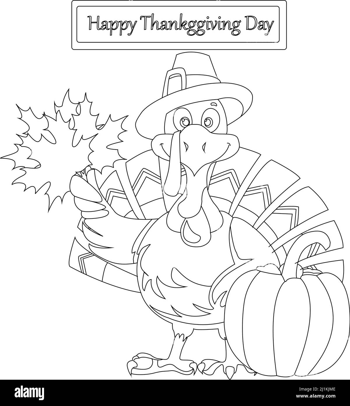 Thanks Giving Coloring Page For kids and aduls Stock Vector Image & Art ...
