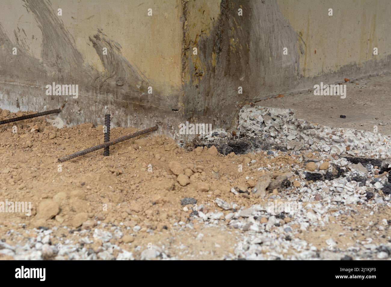 Foundation blind area preparing. Basic formwork marking. Blind area ...