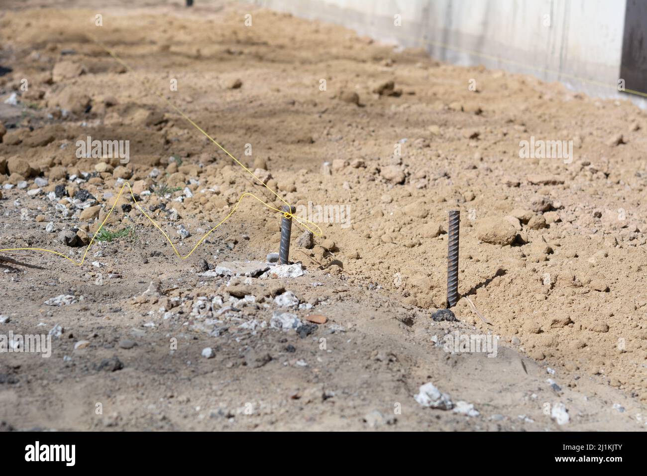 Foundation blind area preparing. Basic formwork marking. Blind area ...