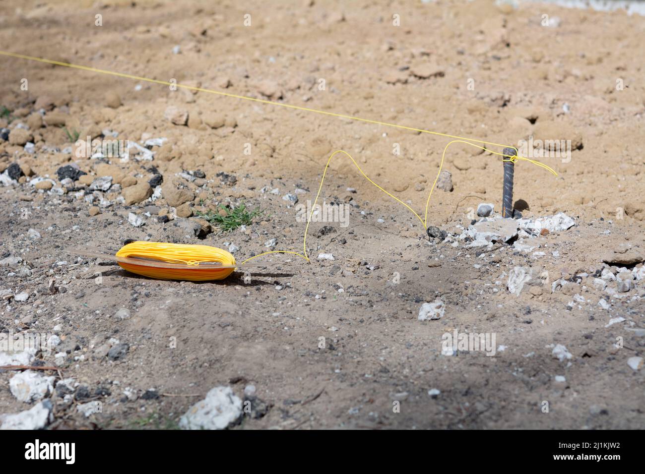 Foundation blind area preparing. Basic formwork marking. Blind area ...