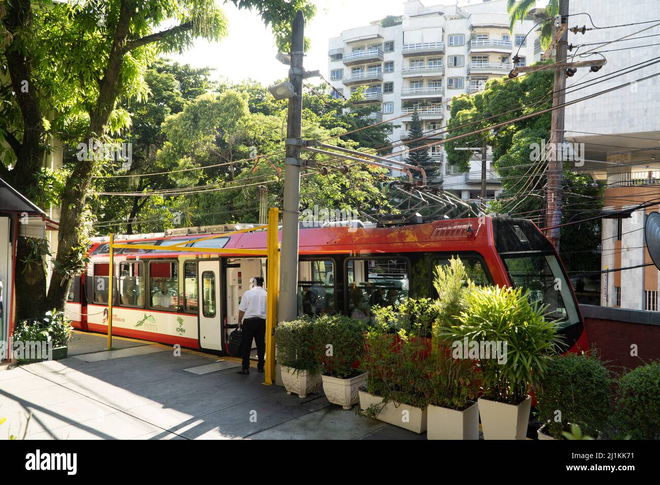 A photo of the Corcovado train going up to Christ the Redeemer Stock ...