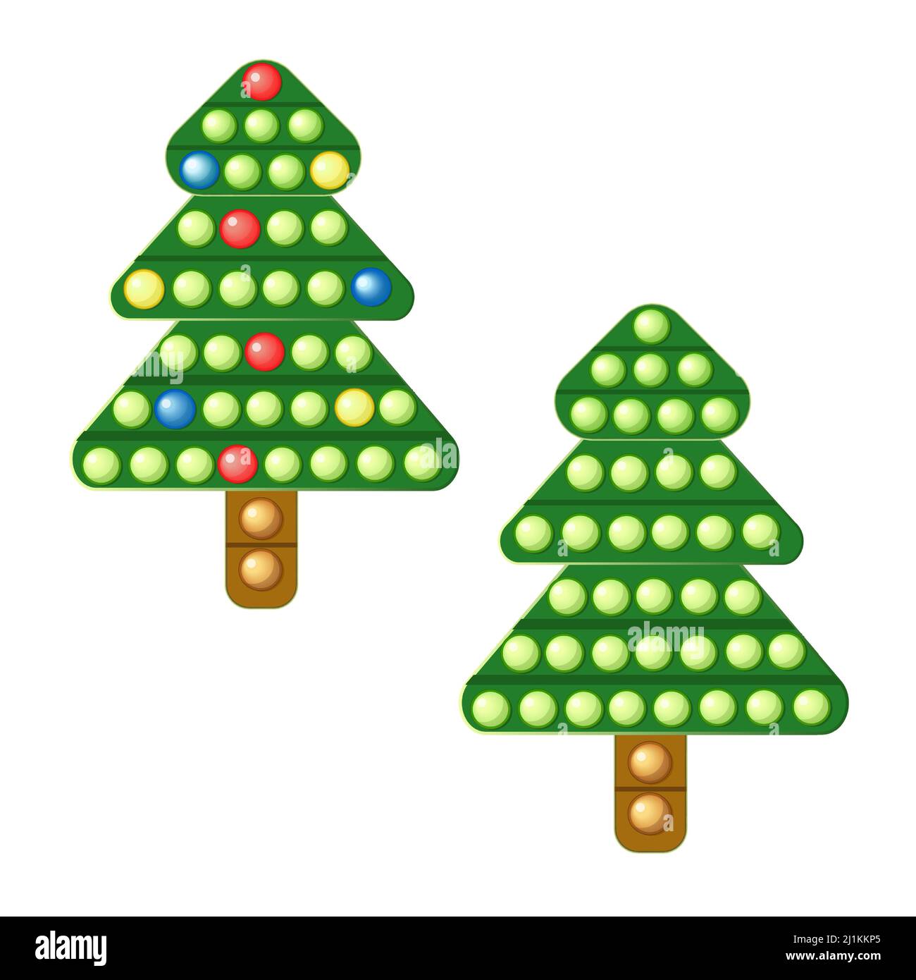 Pop it fidget christmas trees. Green and decorated. vector illustration ...