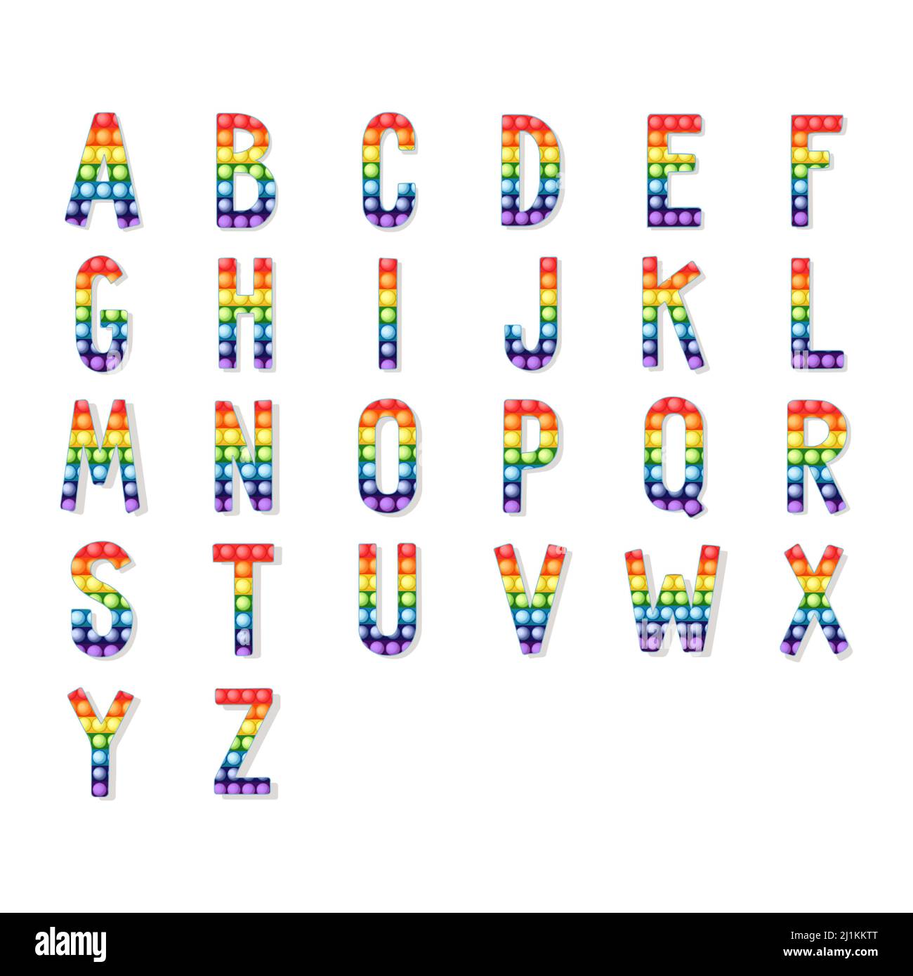 Pop it rainbow colors full alphabet. Vector set isolated on white ...