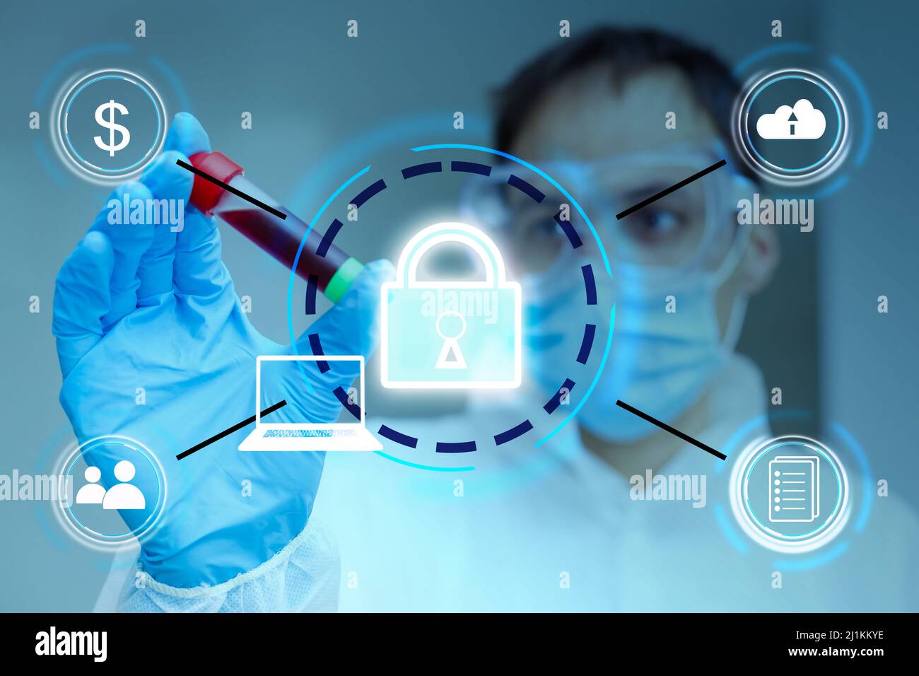 Unrecognizable doctor of medicine securing patient medical records ...