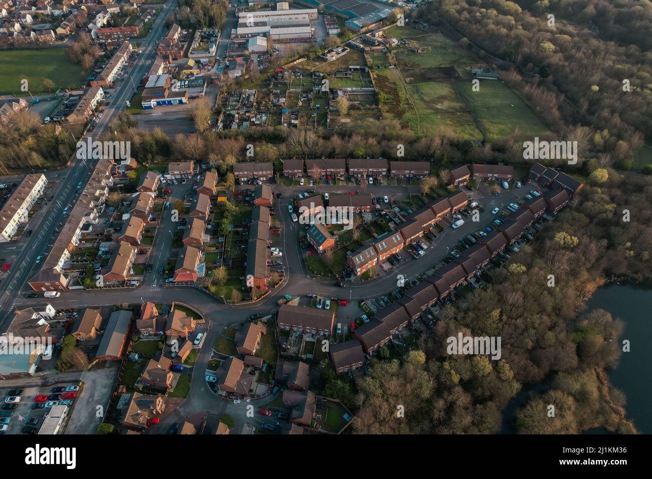 Aerial View Houses Residential British England Drone Above View Summer ...