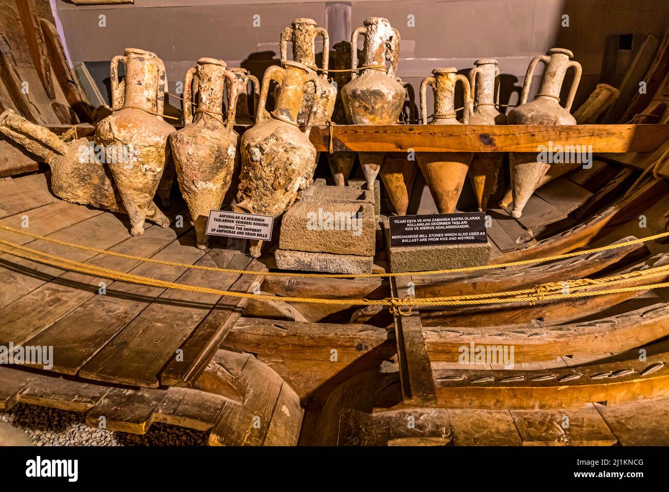 The museum in the Girne fortress exhibits the remains of a recently excavated ship. Amphorae ...