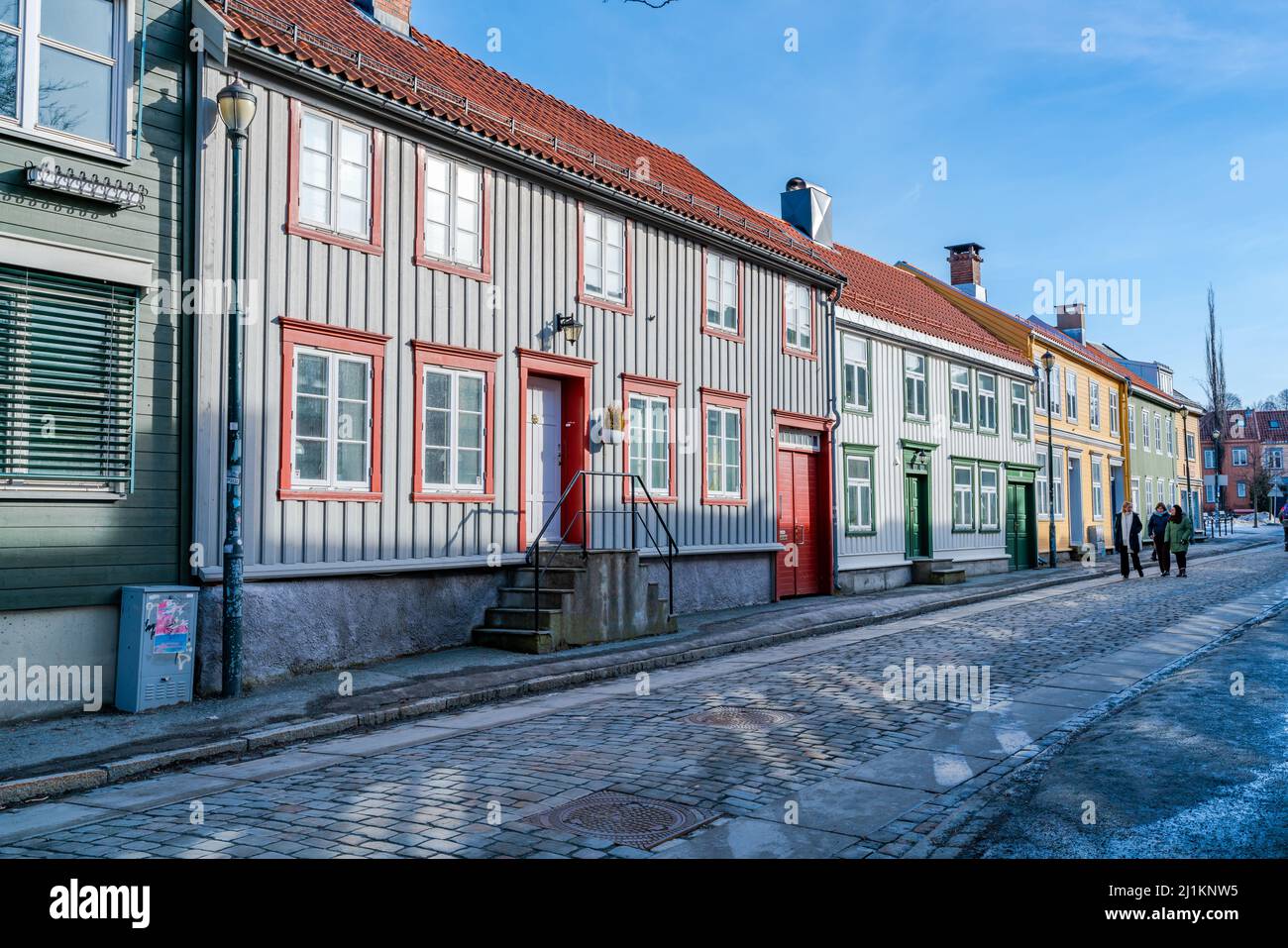 TRONDHEIM, NORWAY - MARCH 08 2022: Street view of Bakklandet in ...