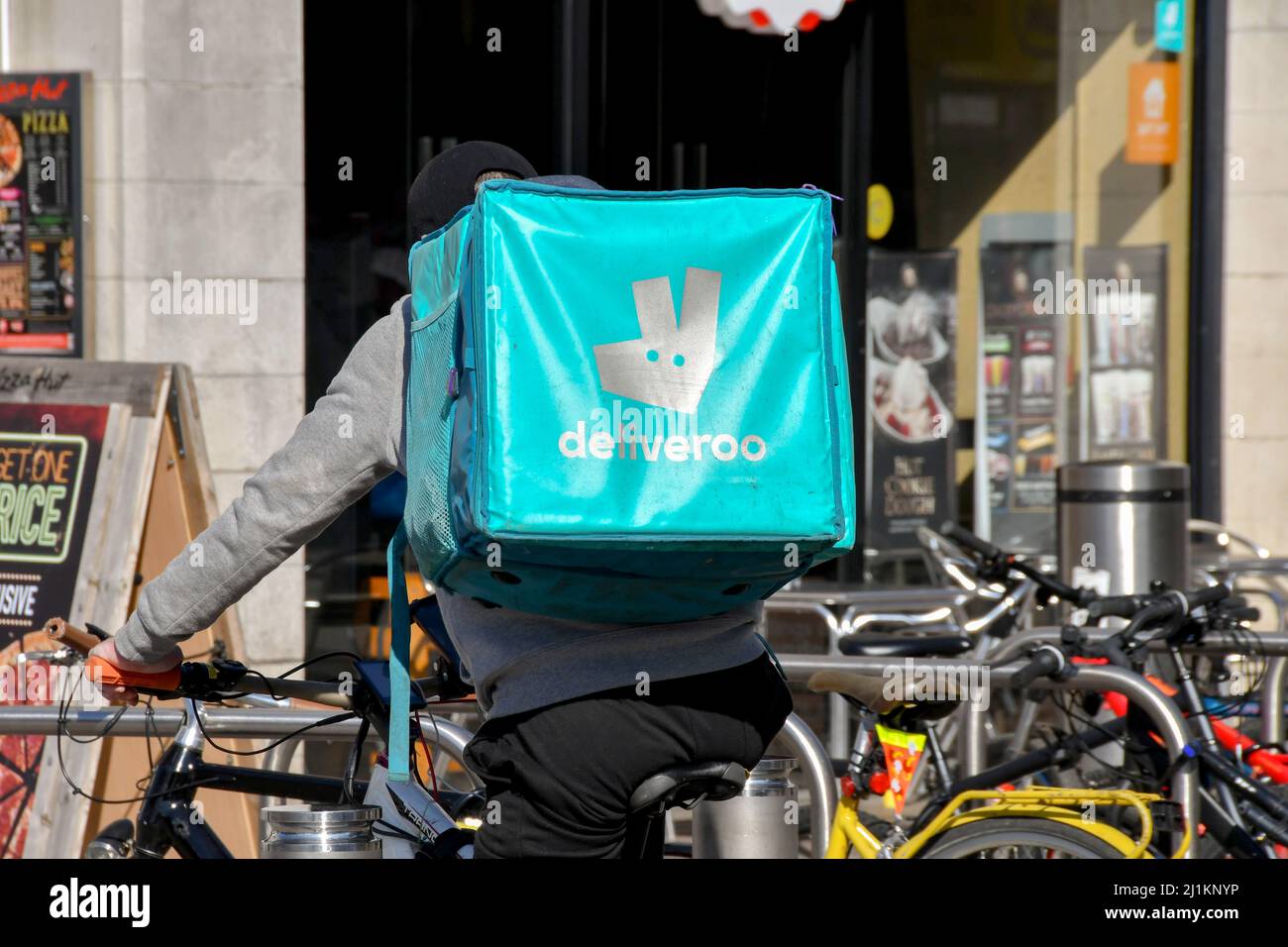 Cardiff, Wales - March 2022: Cycle courier for the Deliveroo food ...