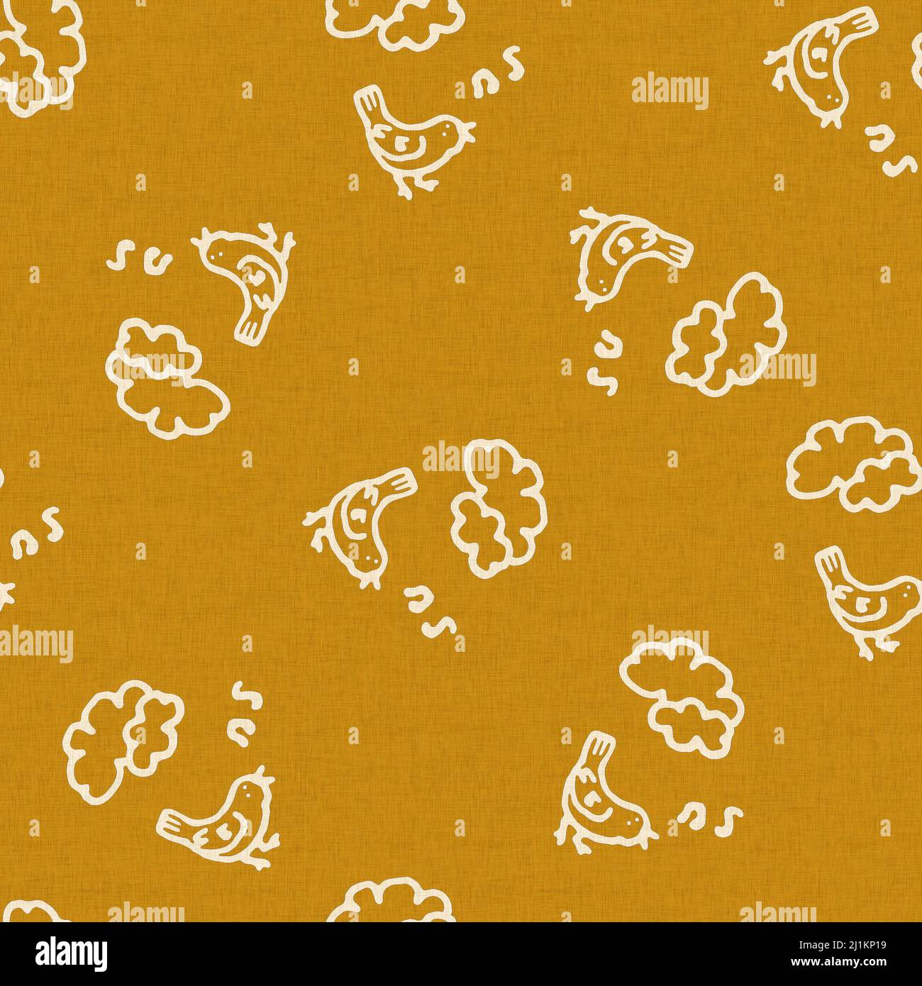 Gender neutral bird in sky seamless raster background. Simple whimsical ...