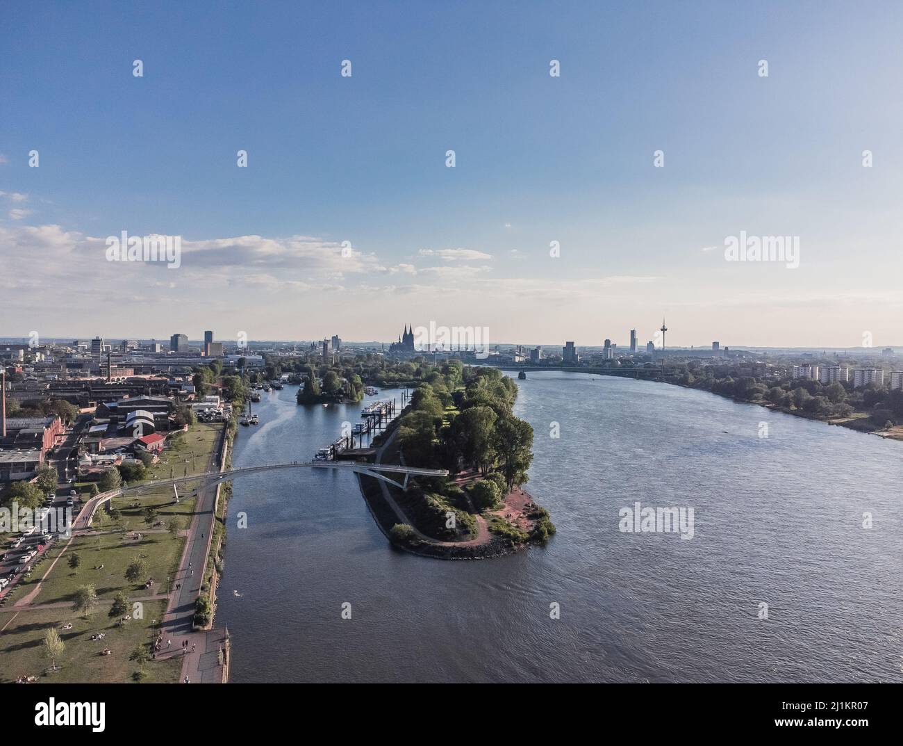 An aerial view of Rhine River in Cologne, Germany Stock Photo - Alamy
