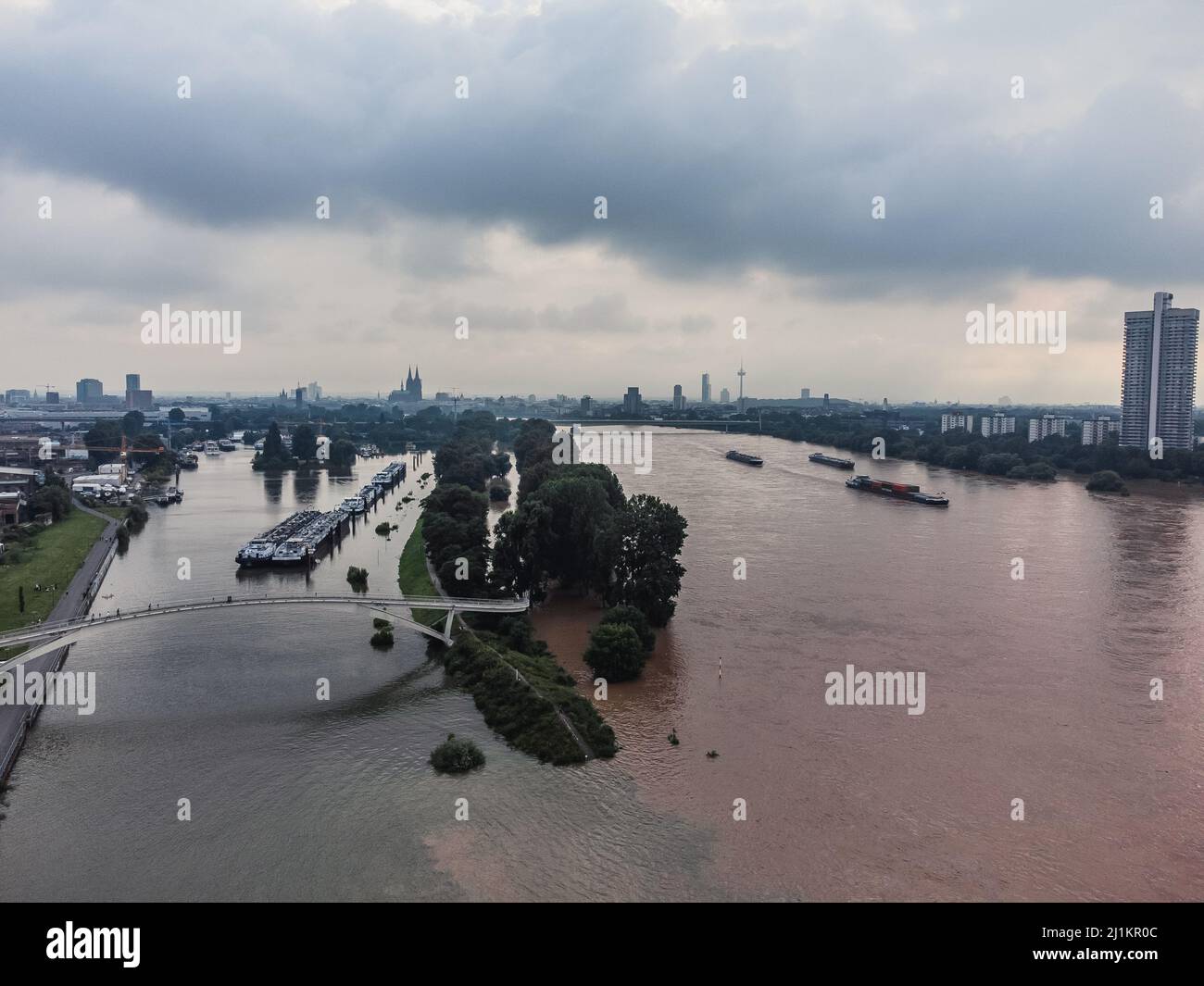 An aerial view of Rhine River in Cologne, Germany Stock Photo - Alamy