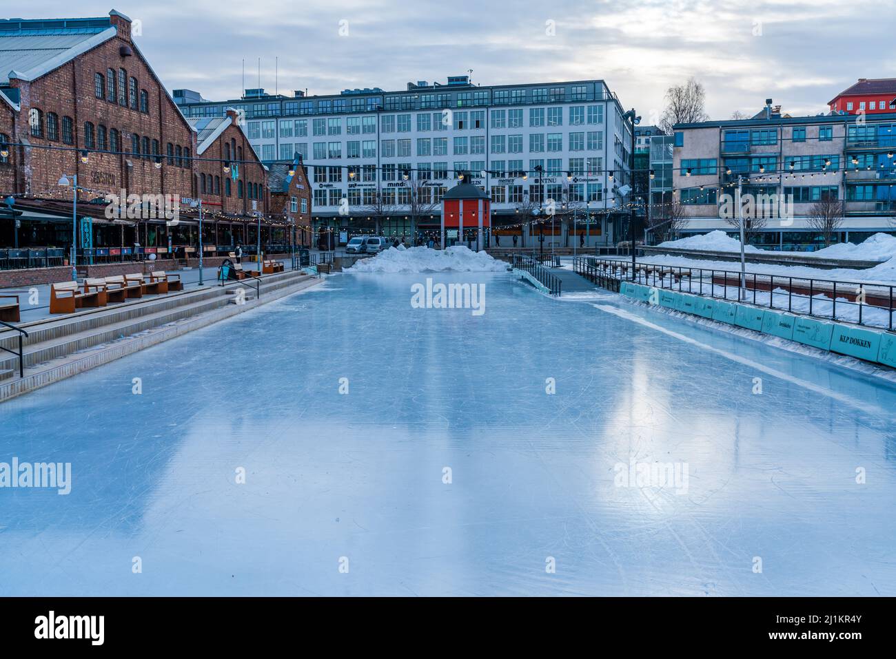 TRONDHEIM, NORWAY - MARCH 10, 2022: View of outdoor ice skating rink in ...