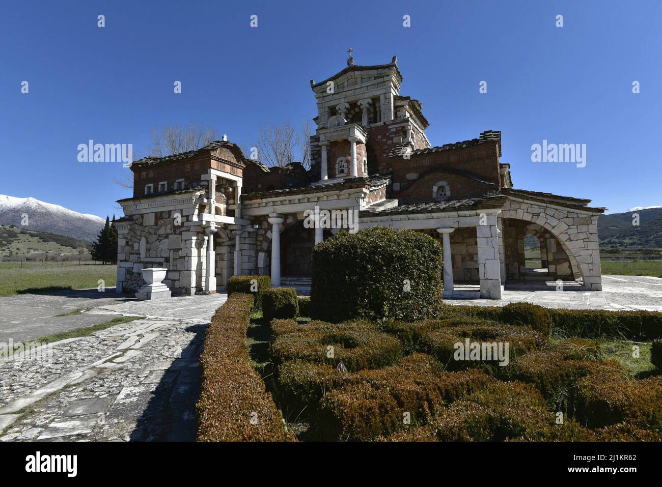 Landscape with scenic view of Aghia Fotini a peculiar Christian church ...