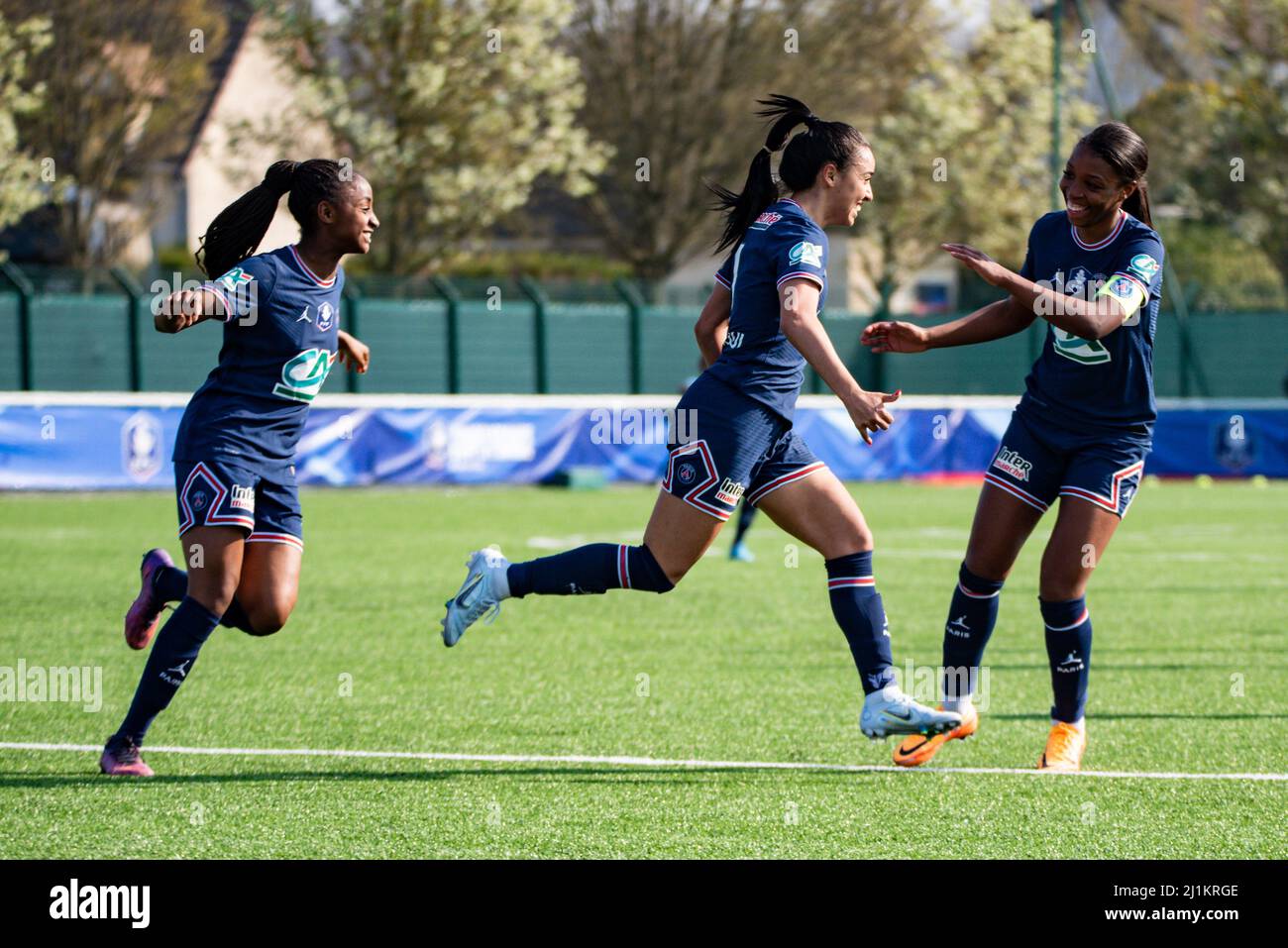 Sakina Karchaoui of Paris Saint Germain celebrates after scoring during ...