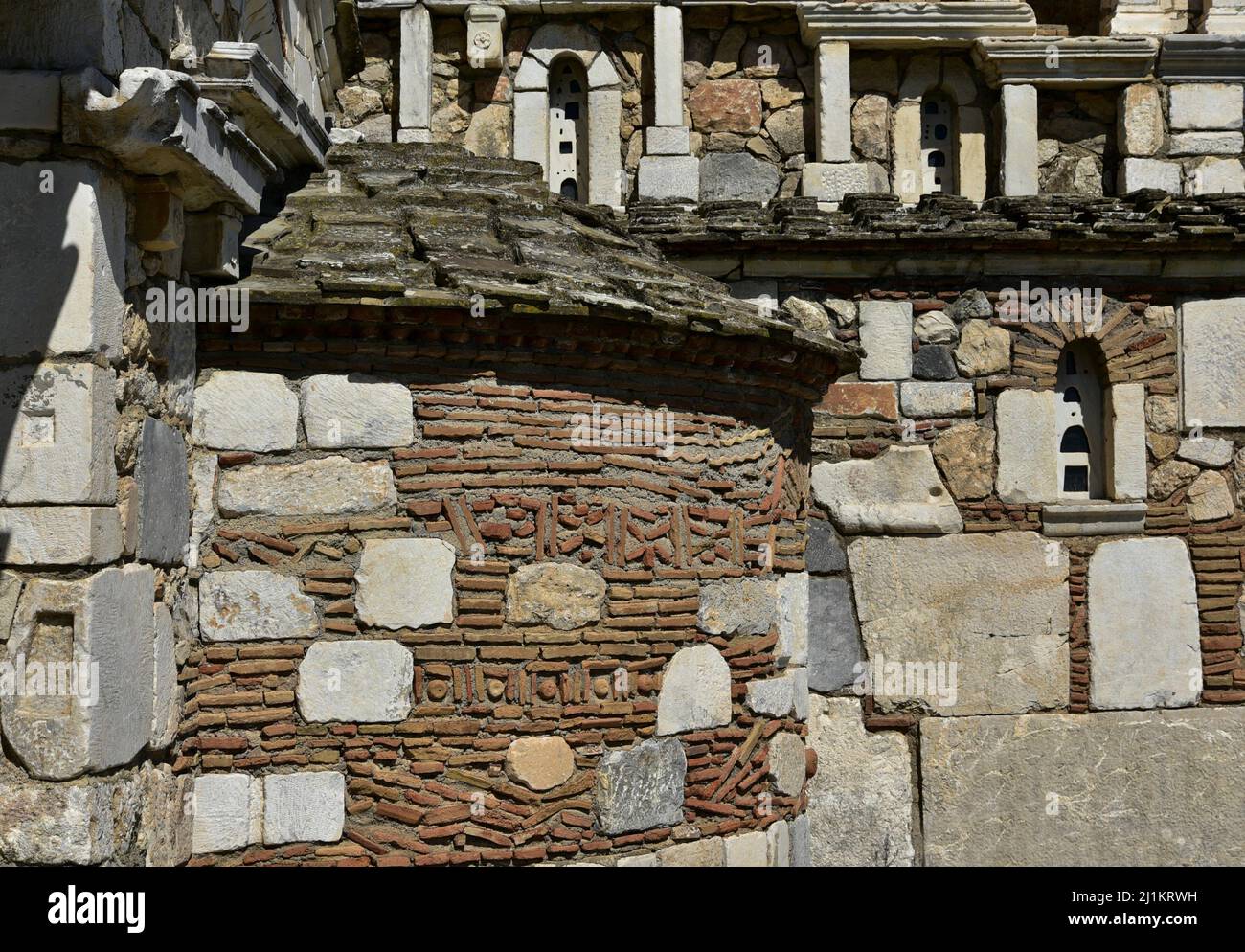 Scenic exterior wall view of Aghia Fotini a peculiar Christian church ...