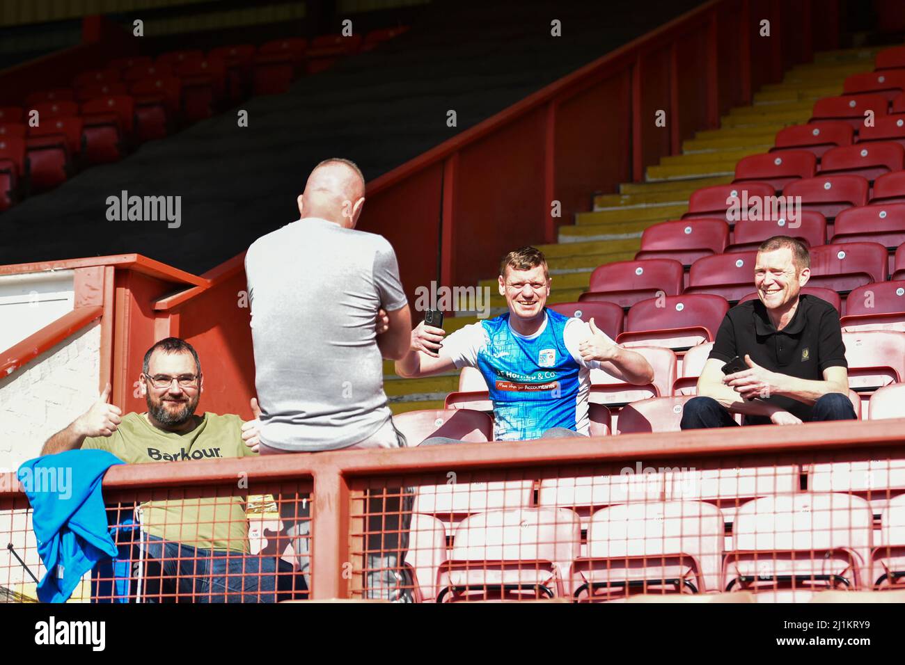 LONDON, UK. MAR 26TH Barrow fans during the Sky Bet League 2 match ...