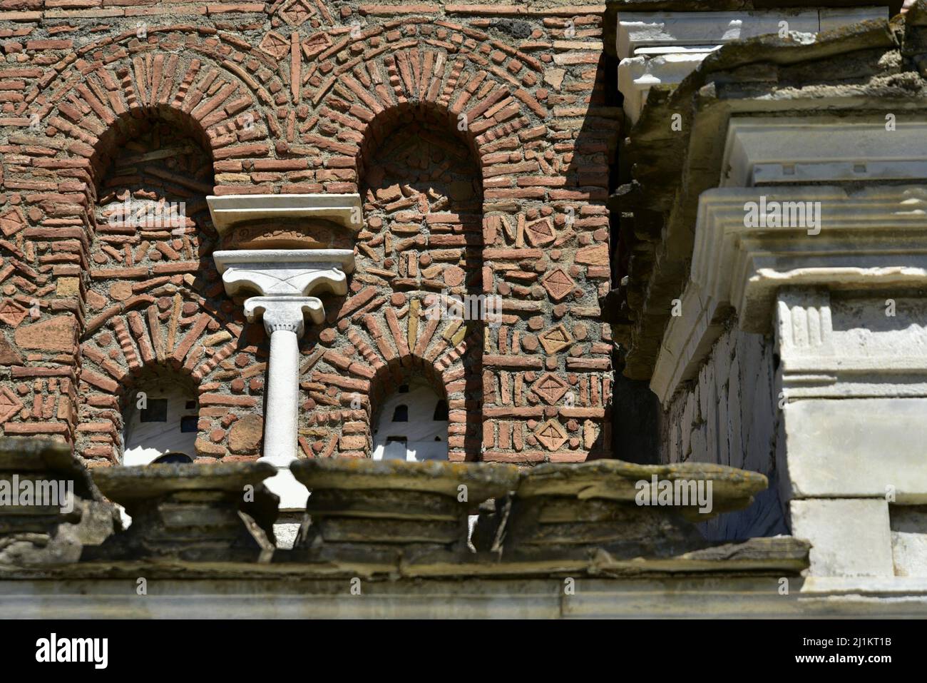 Scenic exterior wall view of Aghia Fotini a peculiar Christian church ...