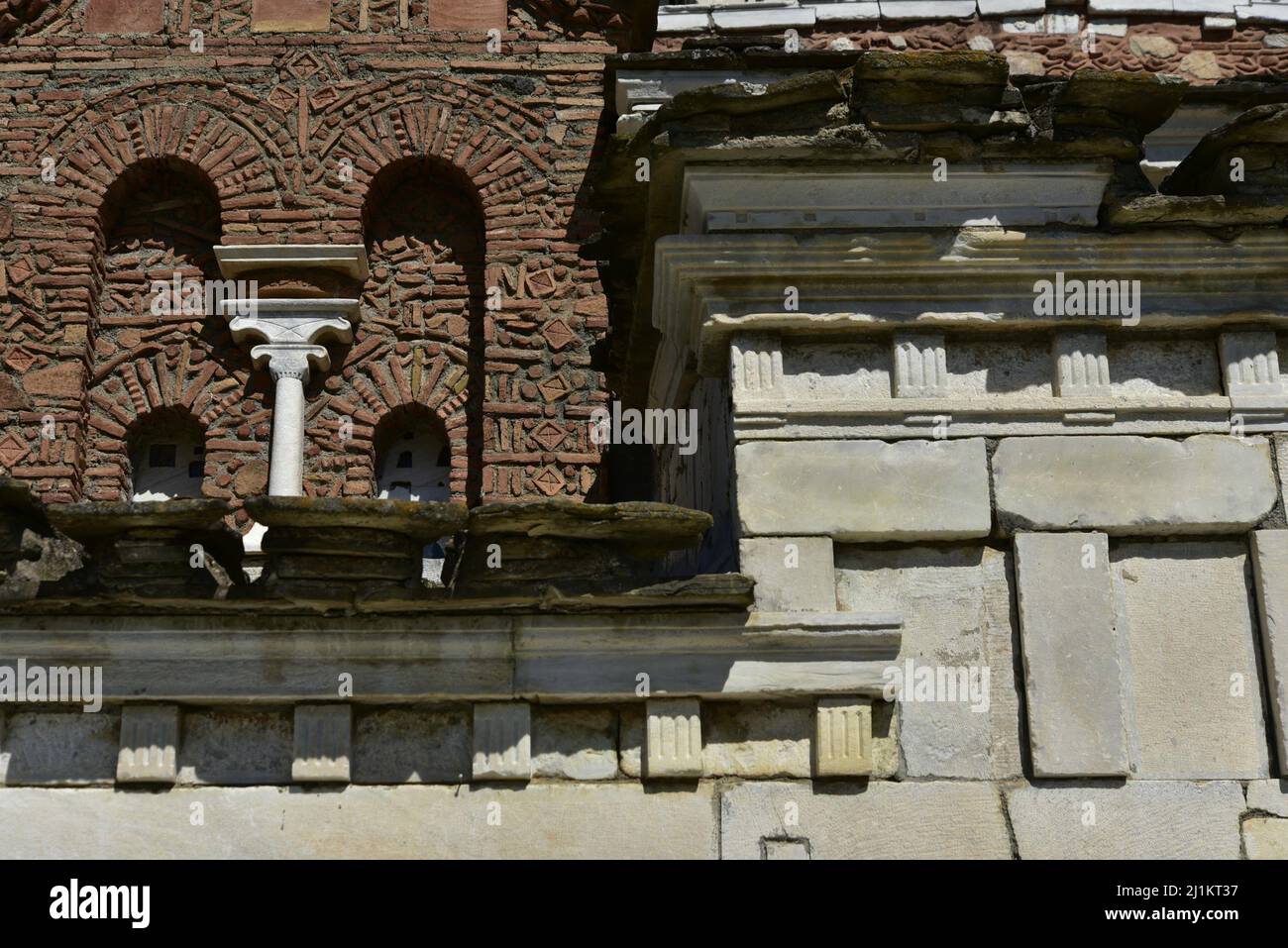 Scenic exterior wall view of Aghia Fotini a peculiar Christian church ...