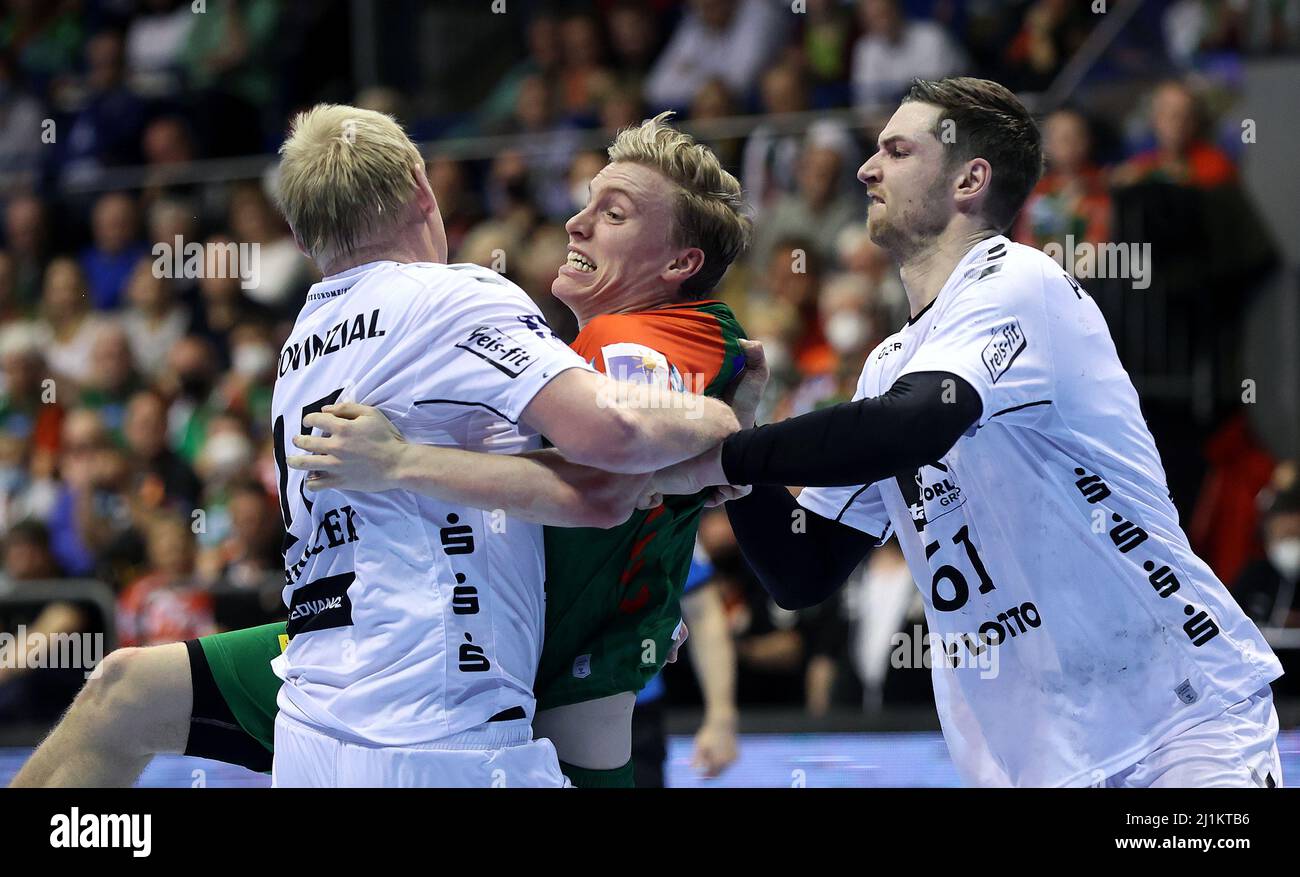 Magdeburg, Germany. 26th Mar, 2022. Handball, Bundesliga, Matchday 25 ...