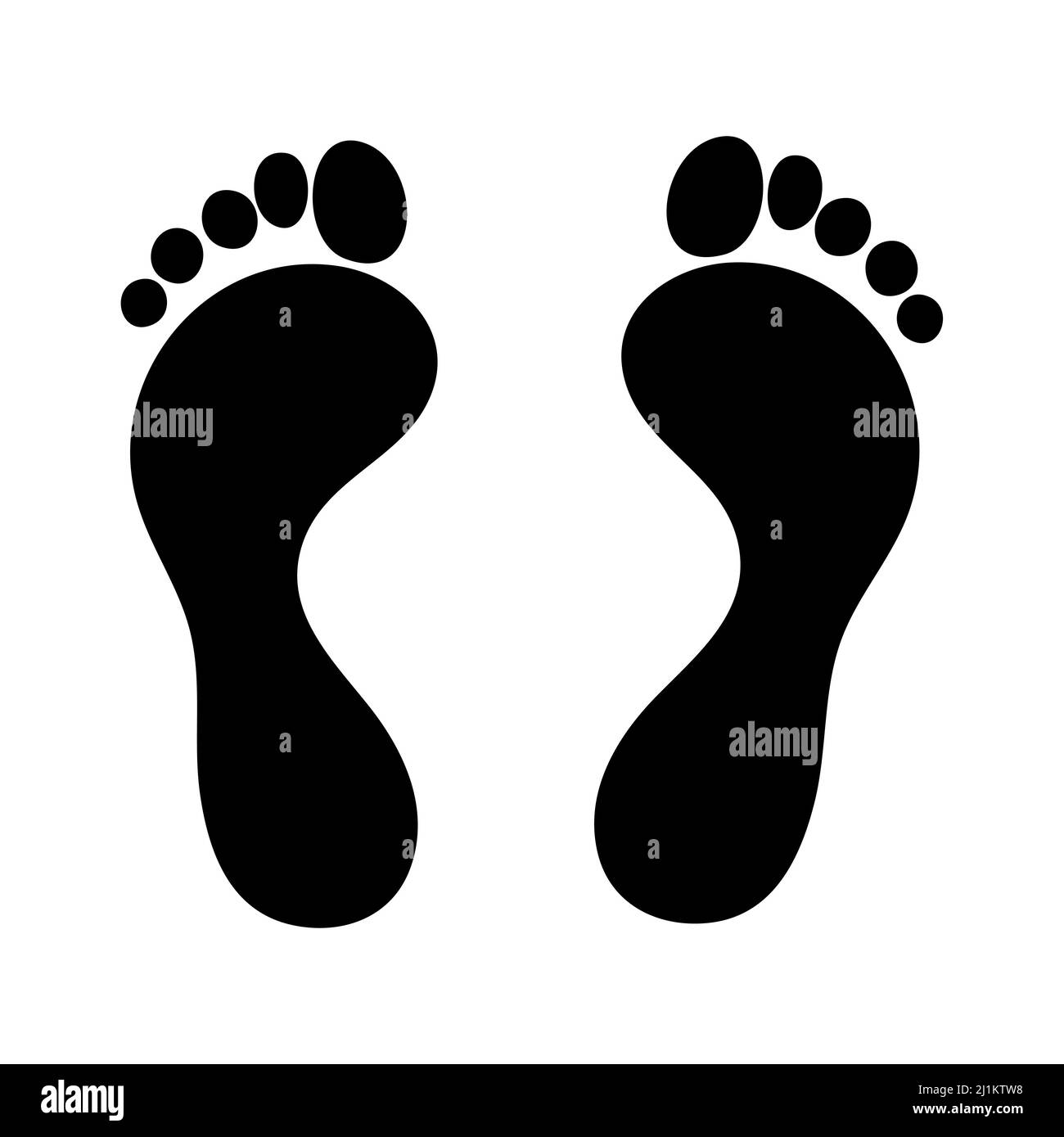 Human footprint black on white, foot and toes finger print, trace ...