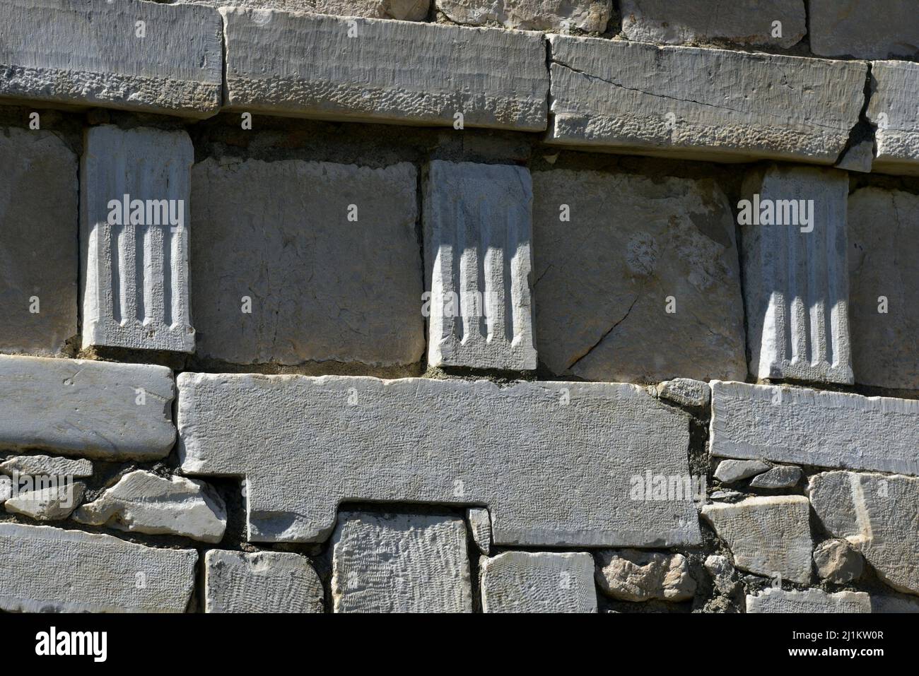 Stone and marble wall of Aghia Fotini a peculiar Christian church with ...