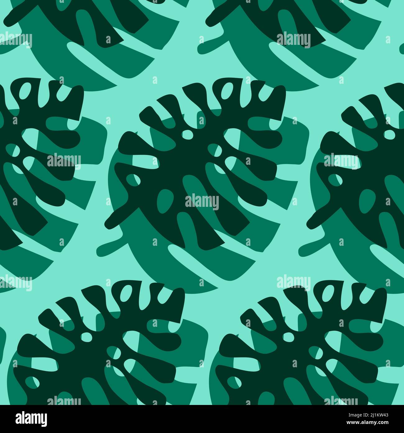 Monstera seamless pattern, large tropical leaf green color ...
