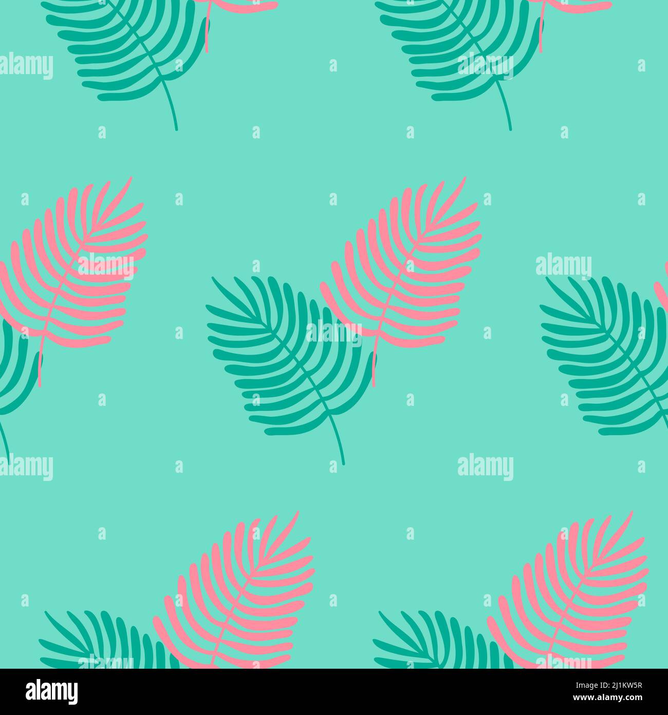Palm leaf seamless pattern, carved tropical leaf pink green ...