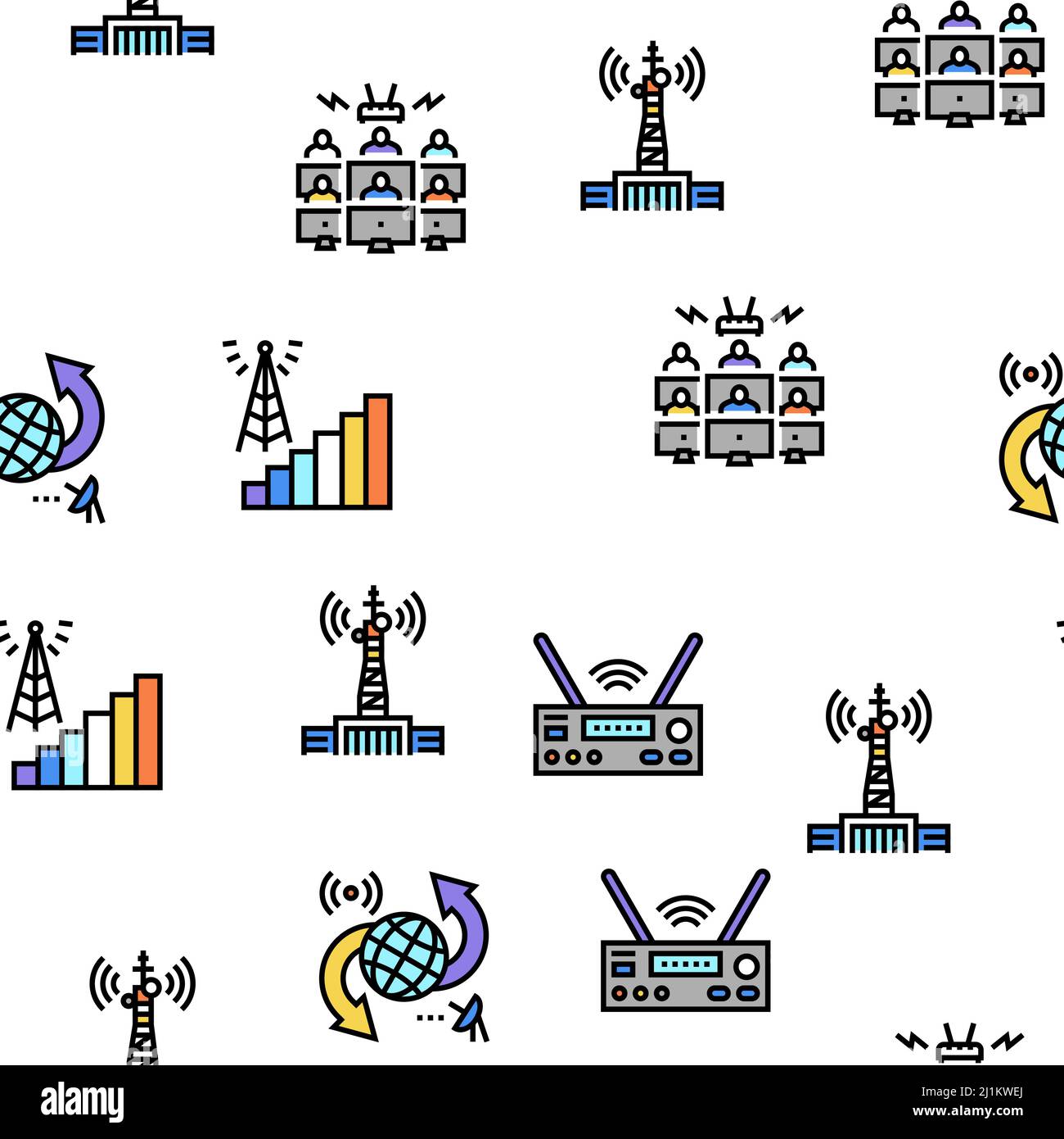 Telecommunication Technology Vector Seamless Pattern Stock Vector Image ...