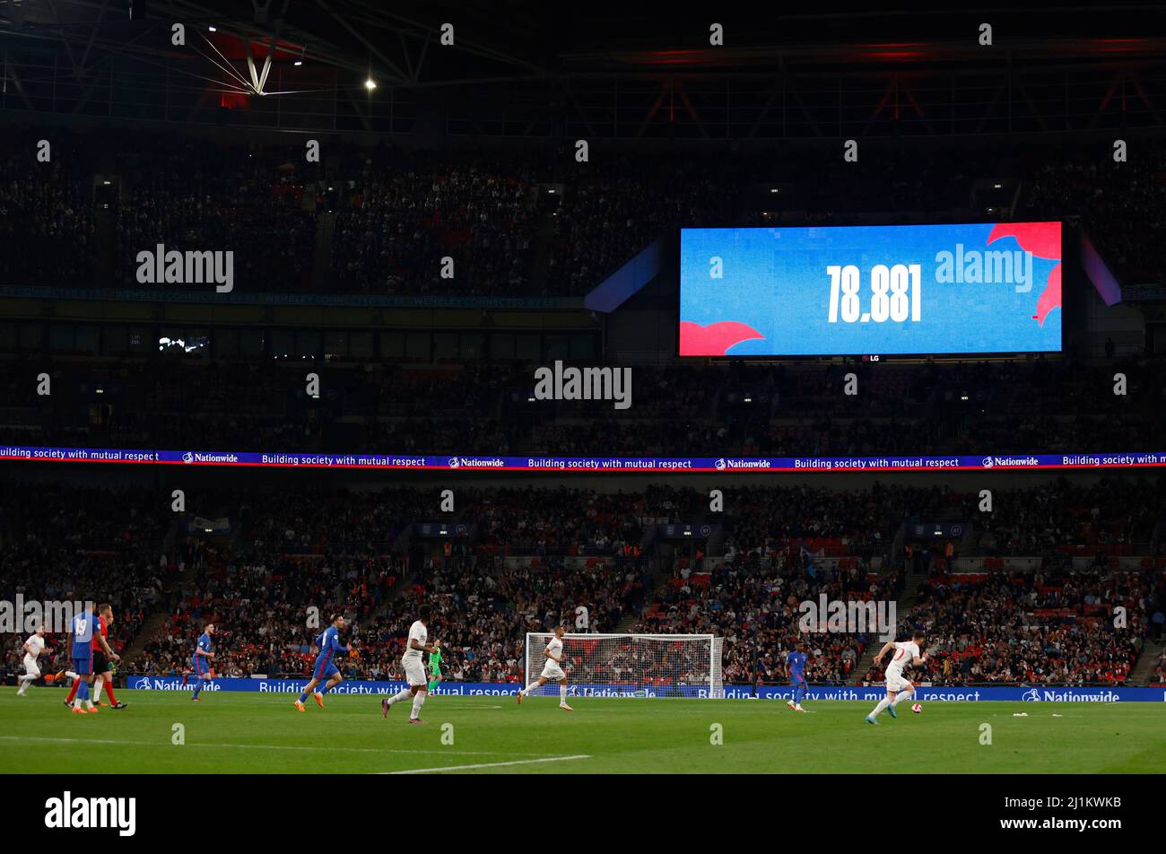 The big screen shows attendance international friendly wembley stadium ...