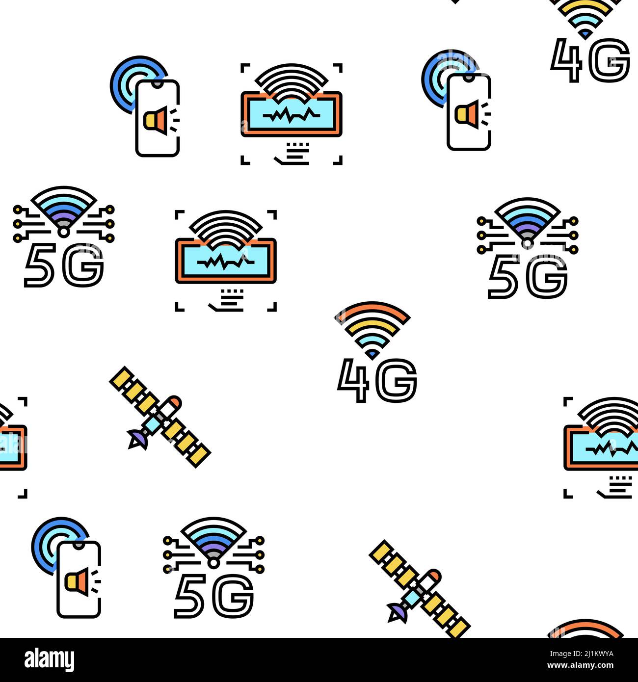 Telecommunication Technology Vector Seamless Pattern Stock Vector Image ...