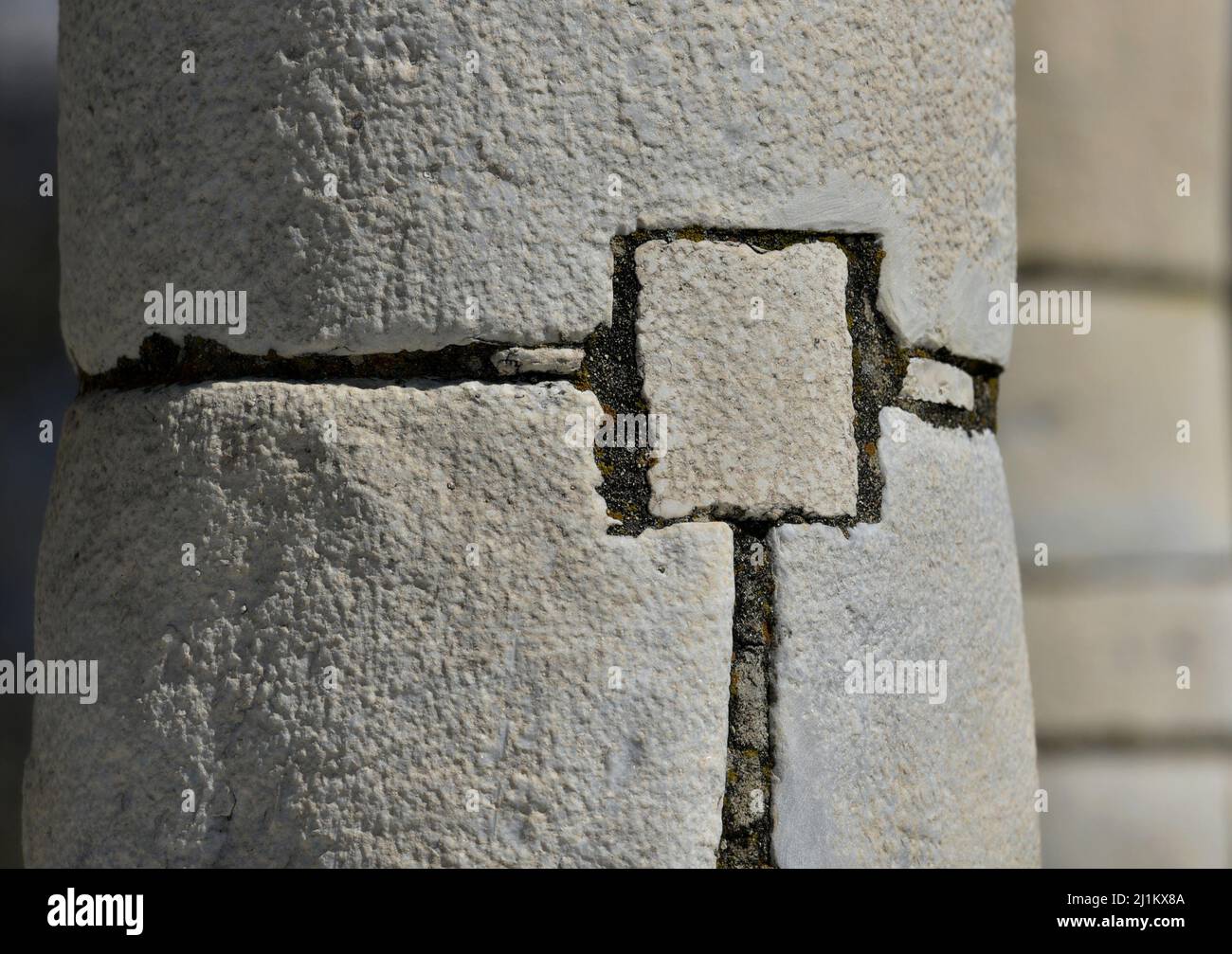 Limestone column closeup of the Temple of Poseidon at the ...