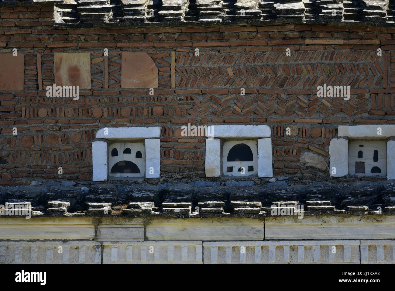 Scenic exterior wall view of Aghia Fotini a peculiar Christian church ...