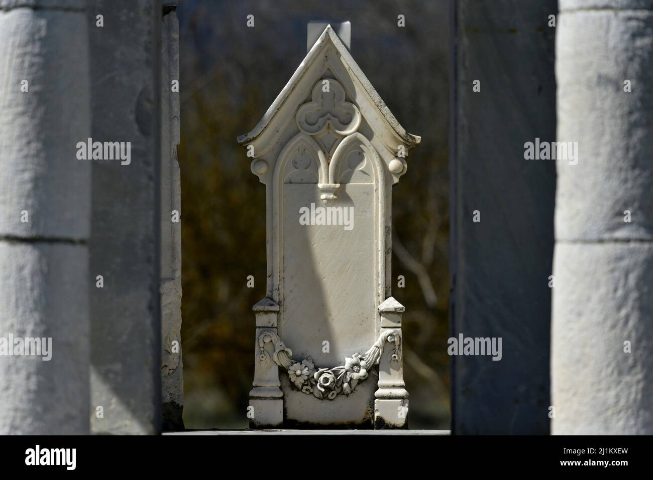 Marble sculpted memorial tomb of the Temple of Poseidon at the ...