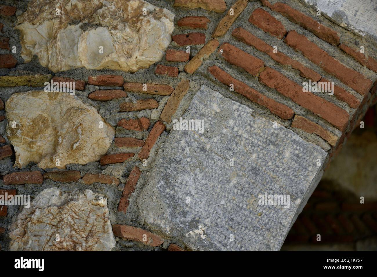 Stone marble and brick wall of Aghia Fotini a peculiar Christian church ...