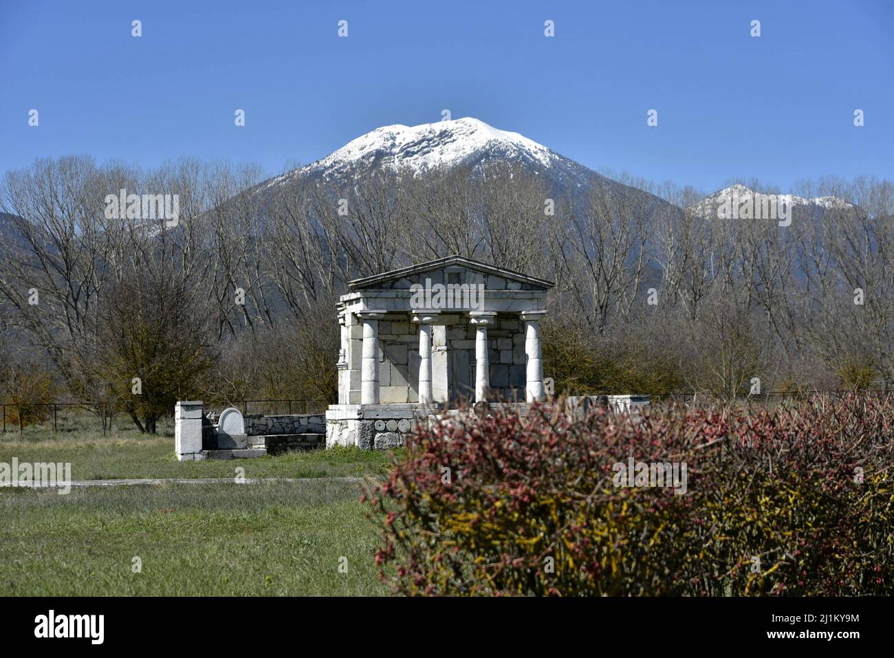 Landscape with scenic view of the Temple of Poseidon at the ...