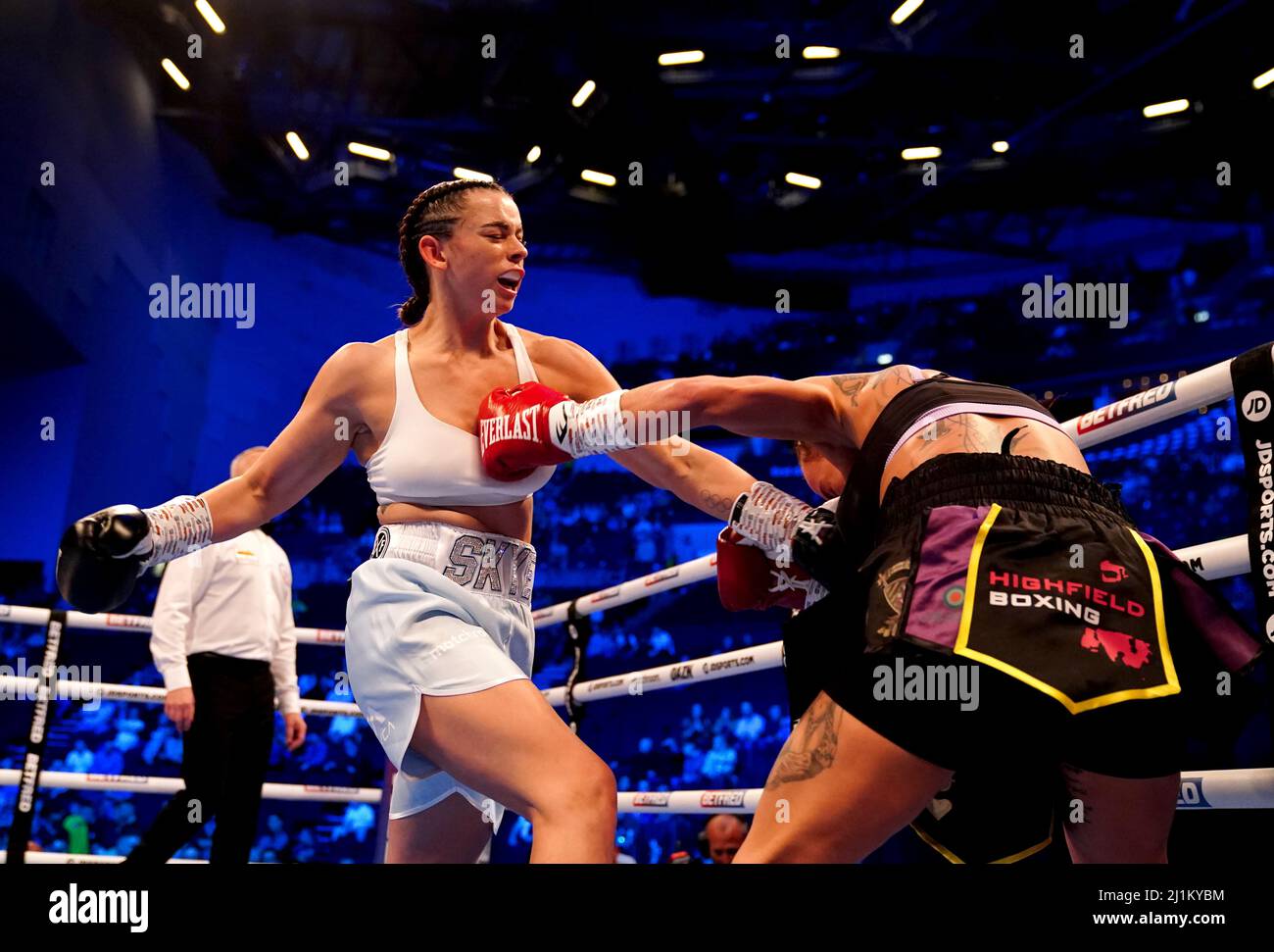 Skye Nicolson (left) in action against Bec Connolly during their ...