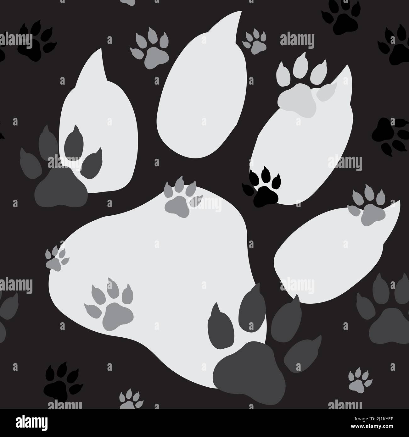 Paw print seamless. Traces of Cat Textile Pattern. Cat footprint ...