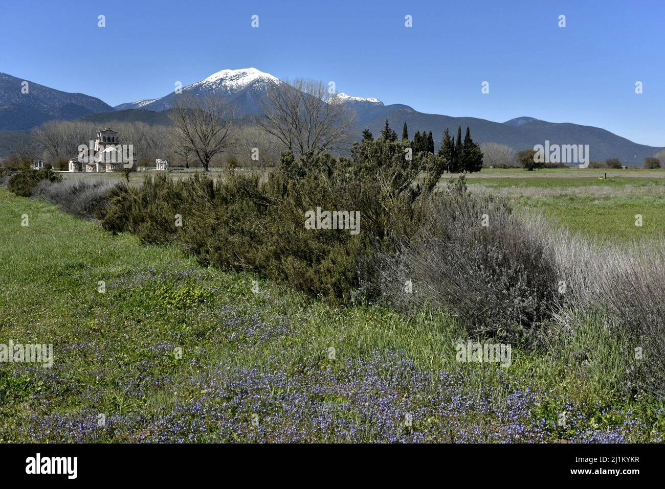 Landscape with scenic view of Aghia Fotini a peculiar Christian church ...