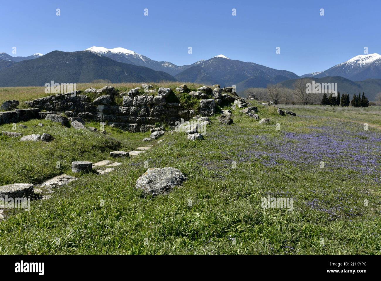 Landscape with scenic view of the Agora fortifications at the Ancient ...
