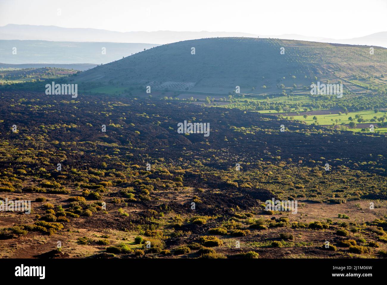 Volcanic geography landscape with cloudy sky,Manisa province Stock ...
