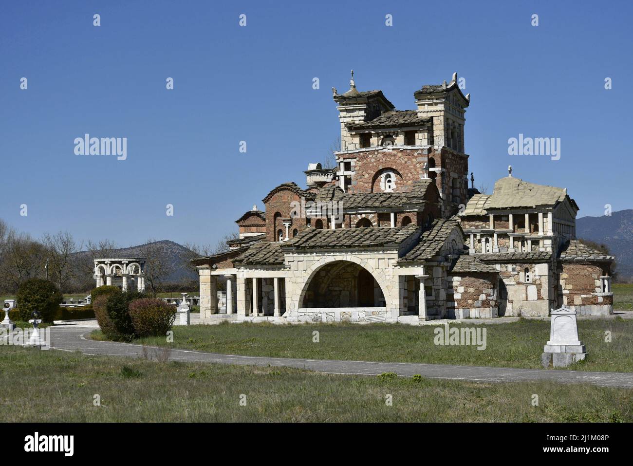 Landscape with scenic view of Aghia Fotini a peculiar Christian church ...