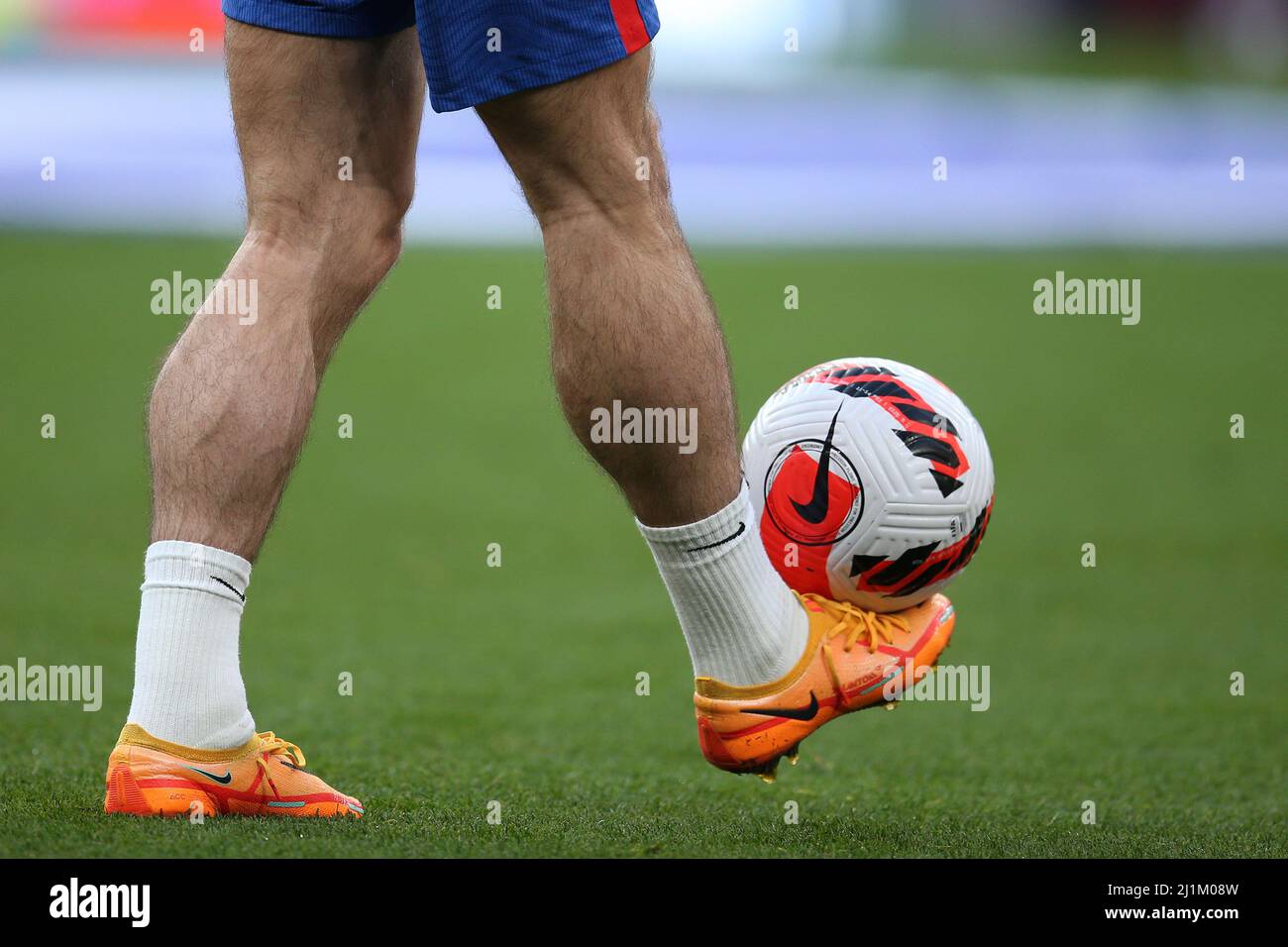 London, UK. 26th Mar, 2022. A close up of legs of Jack Grealish of ...