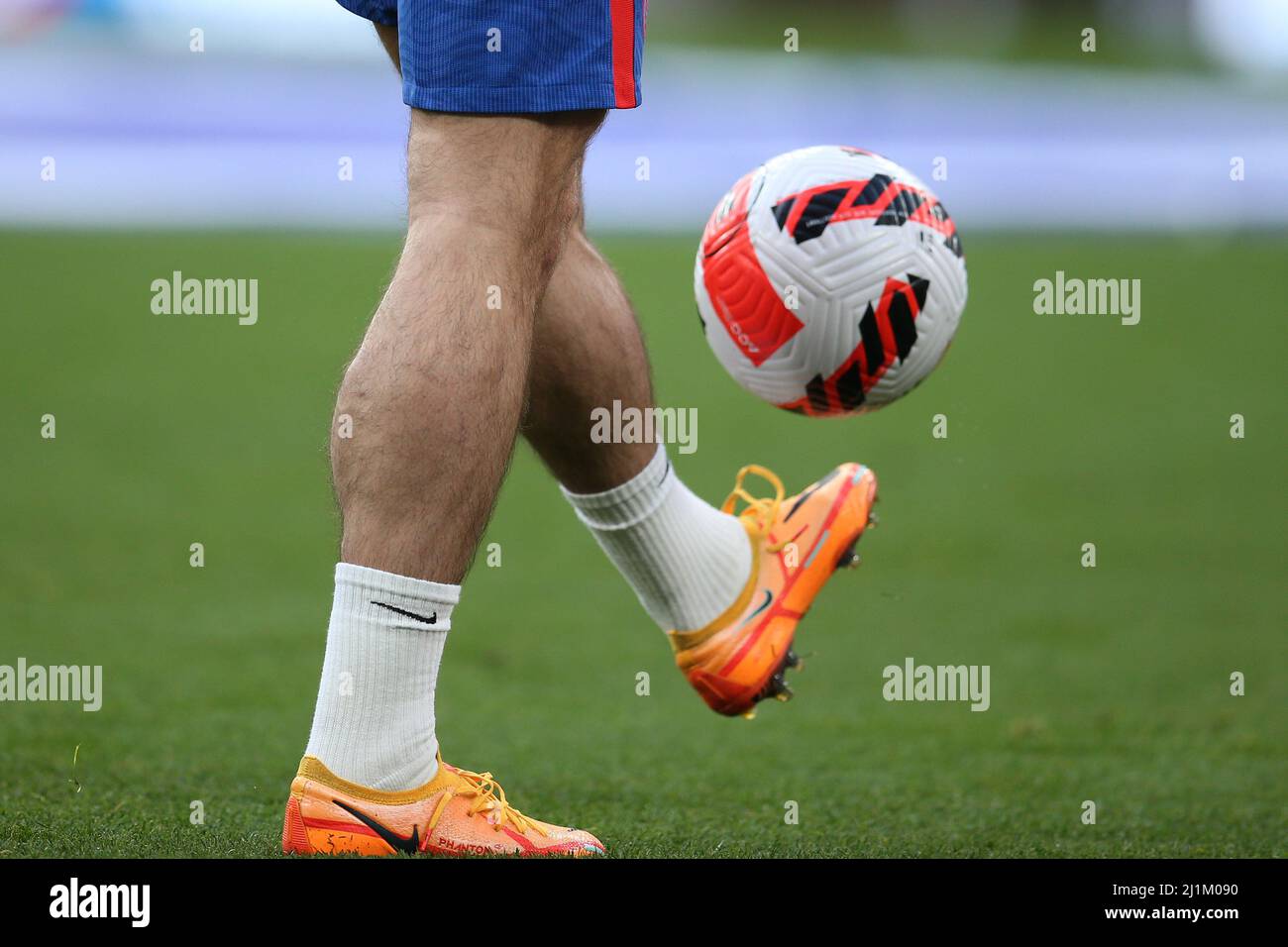 London, UK. 26th Mar, 2022. A close up of legs of Jack Grealish of ...