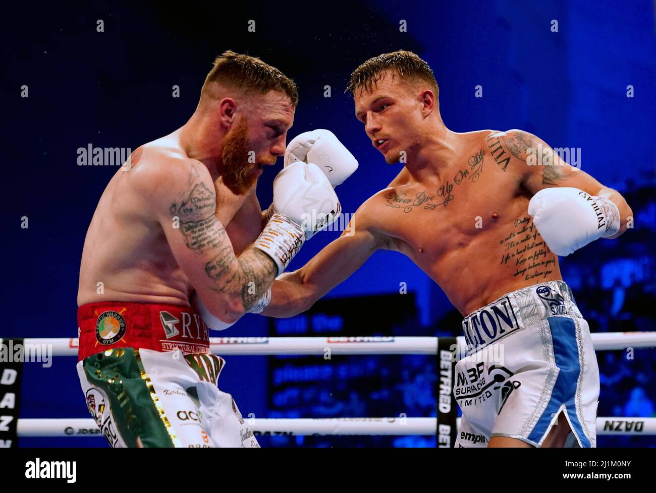 Dalton Smith (right) in action against Ray Moylette during their WBC ...