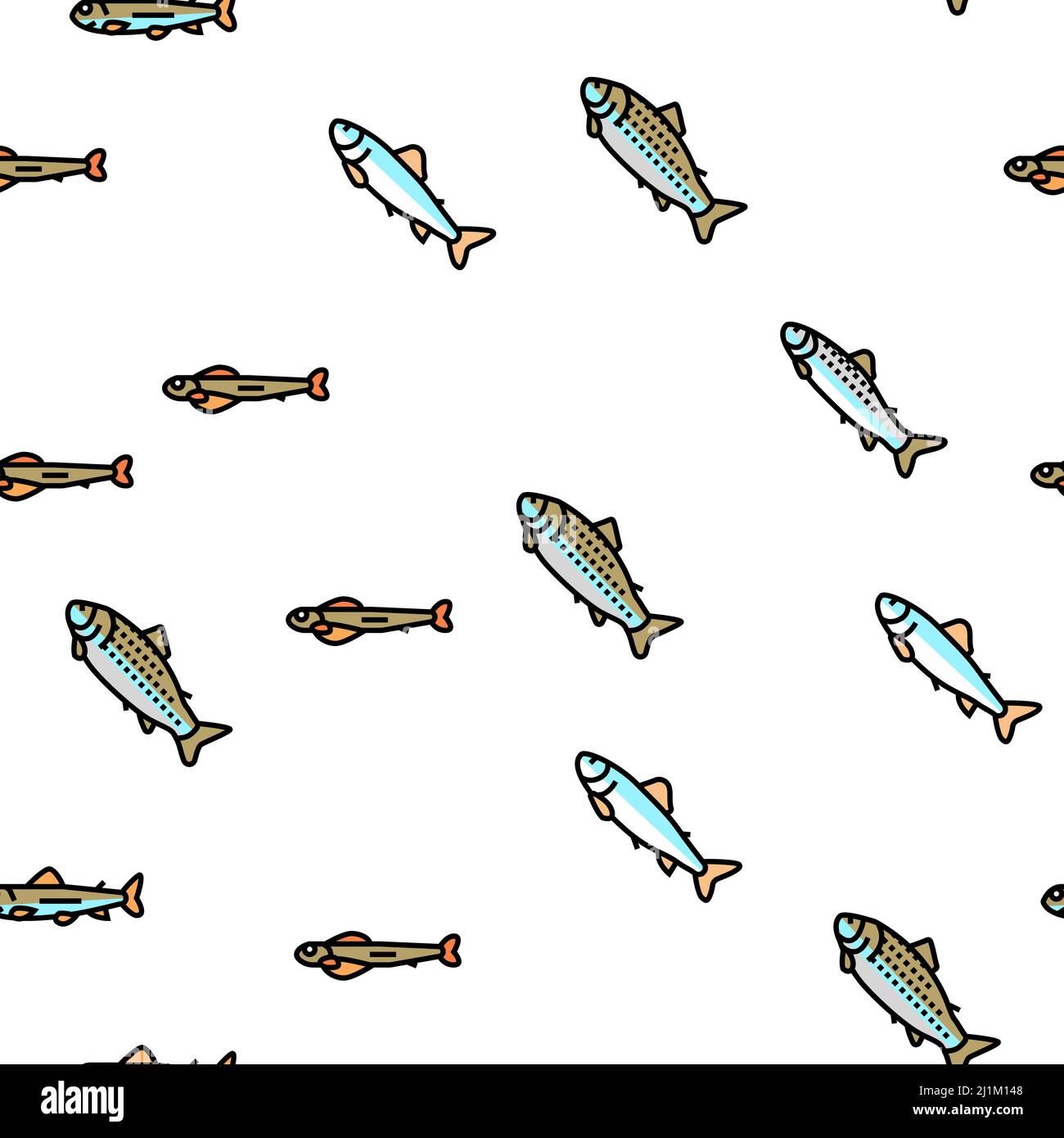 Salmon Fish Delicious Seafood Vector Seamless Pattern Stock Vector ...